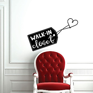 Walk in Closet - Tag Price Tag Closet Signage Closet Wall Decor Cute Heart Design Dress Tag Vinyl Wall Art Decal Sticker Home Closet Area Dressing Room Dressing Area Wardrobe Cabinet Size (4x10 inch)