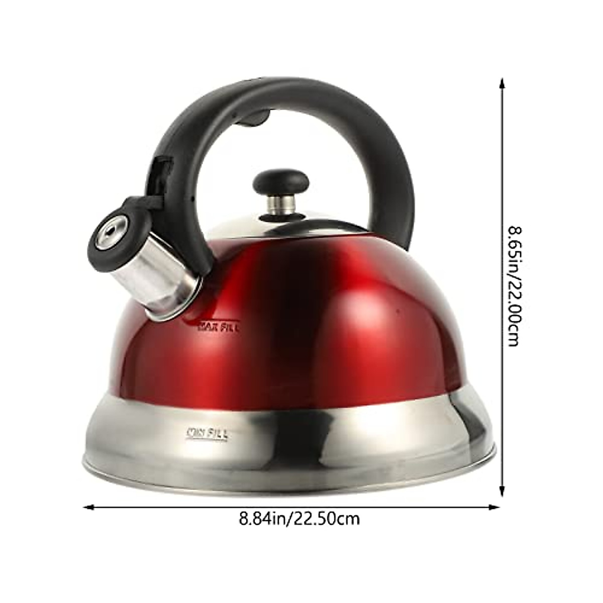 HEMOTON Tea Kettle Tea Kettle Tea Kettle Red Stainless Steel Whistling Tea Coffee Kettle with Heat Proof Handle Kitchen Grade Stainless Steel Teapot Stovetops Tea Pot Tea Pot Tea Pot