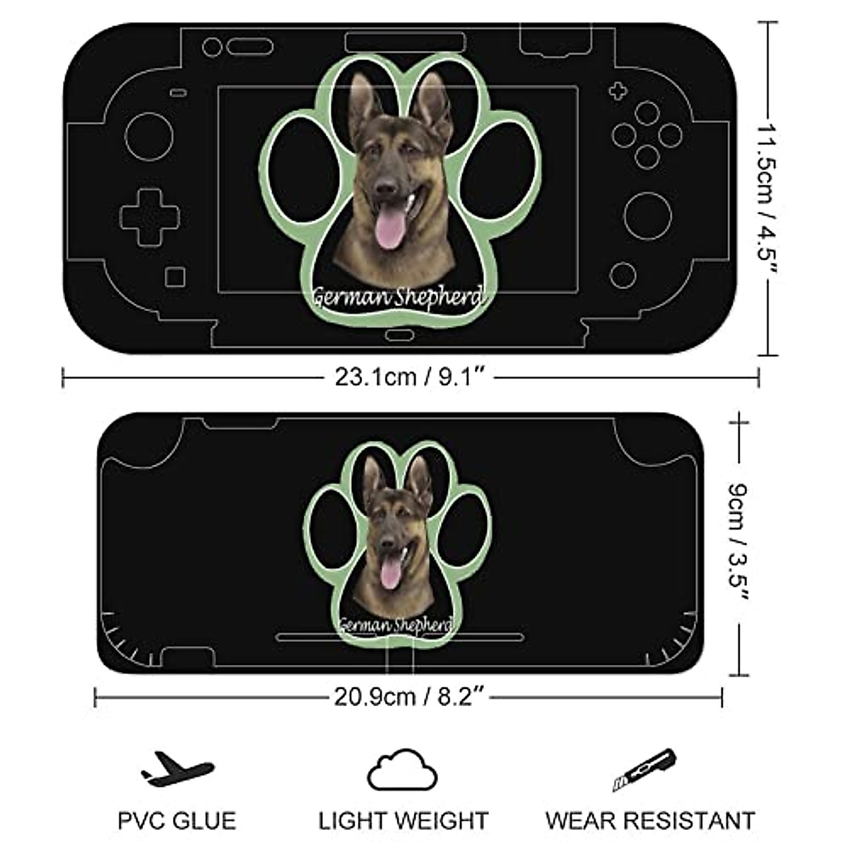 German Shepherd Dog Paw Cute Sticker Skin Protector Full Print Slim Cover for Switch Console and Switch Lite