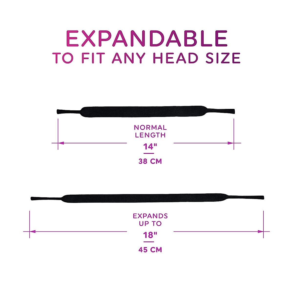 SQV Eyeglasses Holder Strap Premium Soft Neoprene Adjustable Sport Eyeglasses Holder for Men & Women - Glasses Cord Lanyard - Eyeglass Retainer (2, Black)