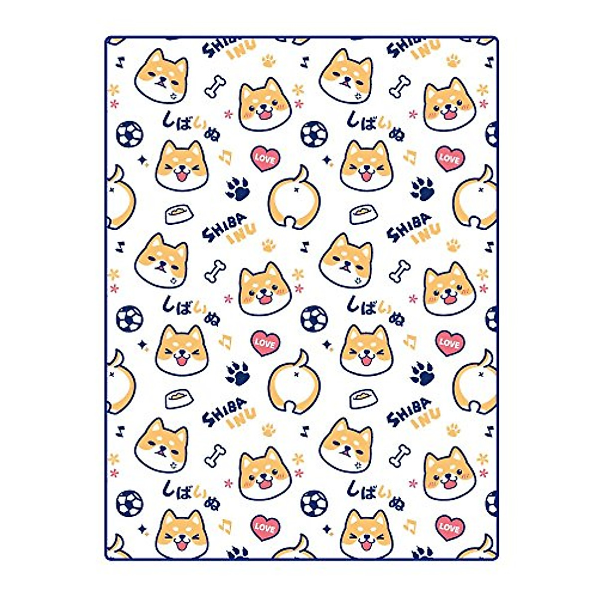 Flannel Fleece Throw Blanket, Cute Shiba Inu Micro Fleece Soft Blanket Throw Blanket