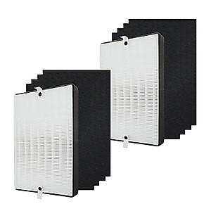 PUREBURG Type A2 Replacement 2 HEPA Filter + 8 Carbon Pre-Filters Compatible with Filtrete (3M) Room Air Purifiers FAP-C02-A2, FAP-C03-A2, FAP-T03-A2, Part # 1150101, Filter A2, 2-Pack