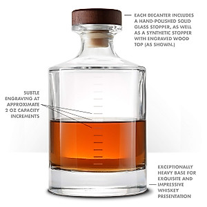 Whiskey Infinity Decanter - Cairn Craft Glass Whisky & Liquor Bottle and Stopper (1L capacity with 2oz markings)