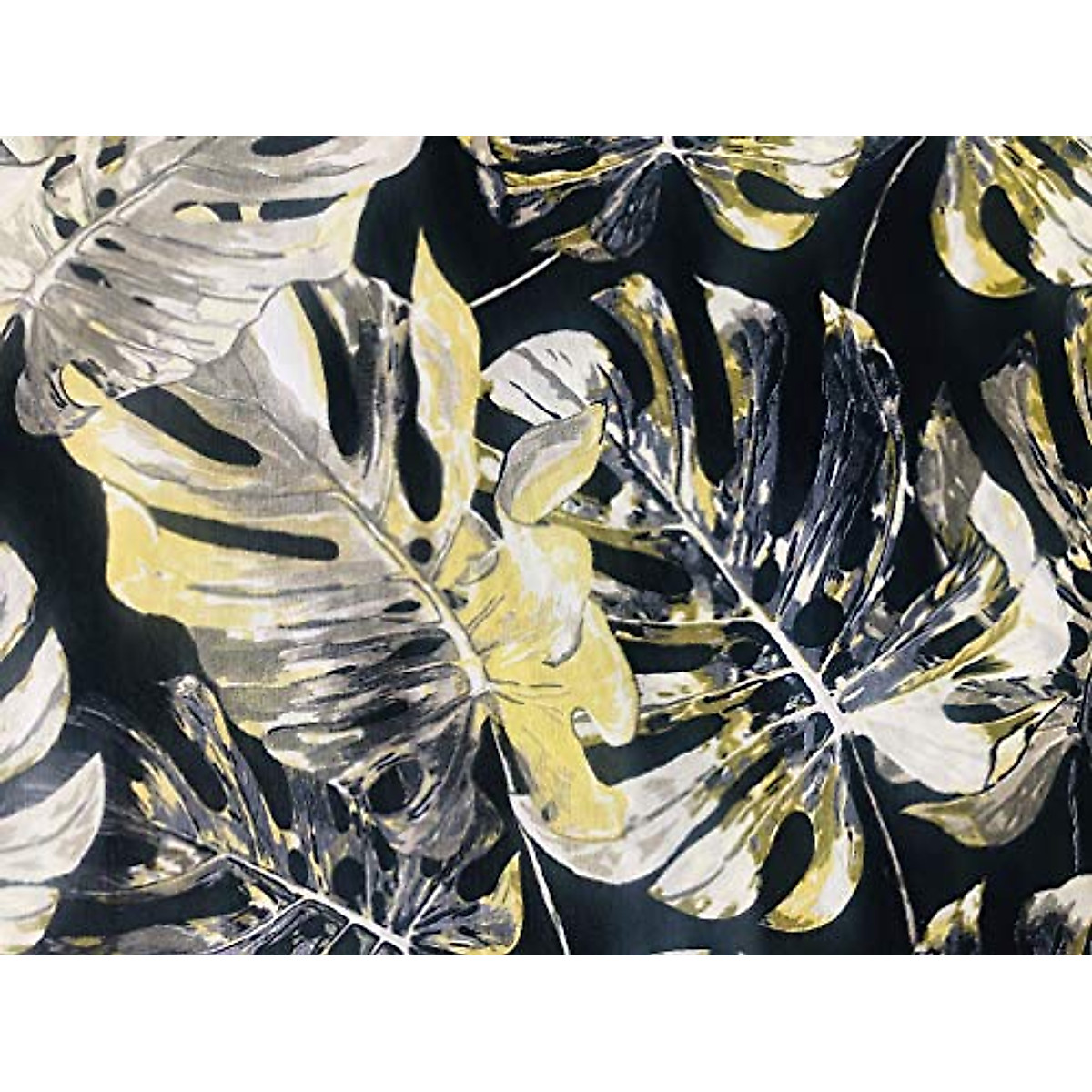 Black & Green Palm Banana Leaf Print Fabric Tropical Leaves Cotton Curtain Material Upholstery - 55 inches Wide (Sold by The Yard)