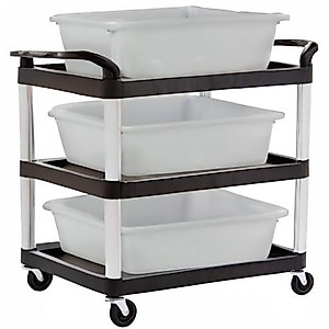 Kekow 4-Pack 22 L Commercial Bus Tubs/Bus Box, White Large Plastic Tote Box