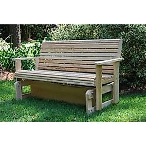 Generic 5FT Cypress Roll Porch Glider Made in USA, Unfinished Natural Wood Tone