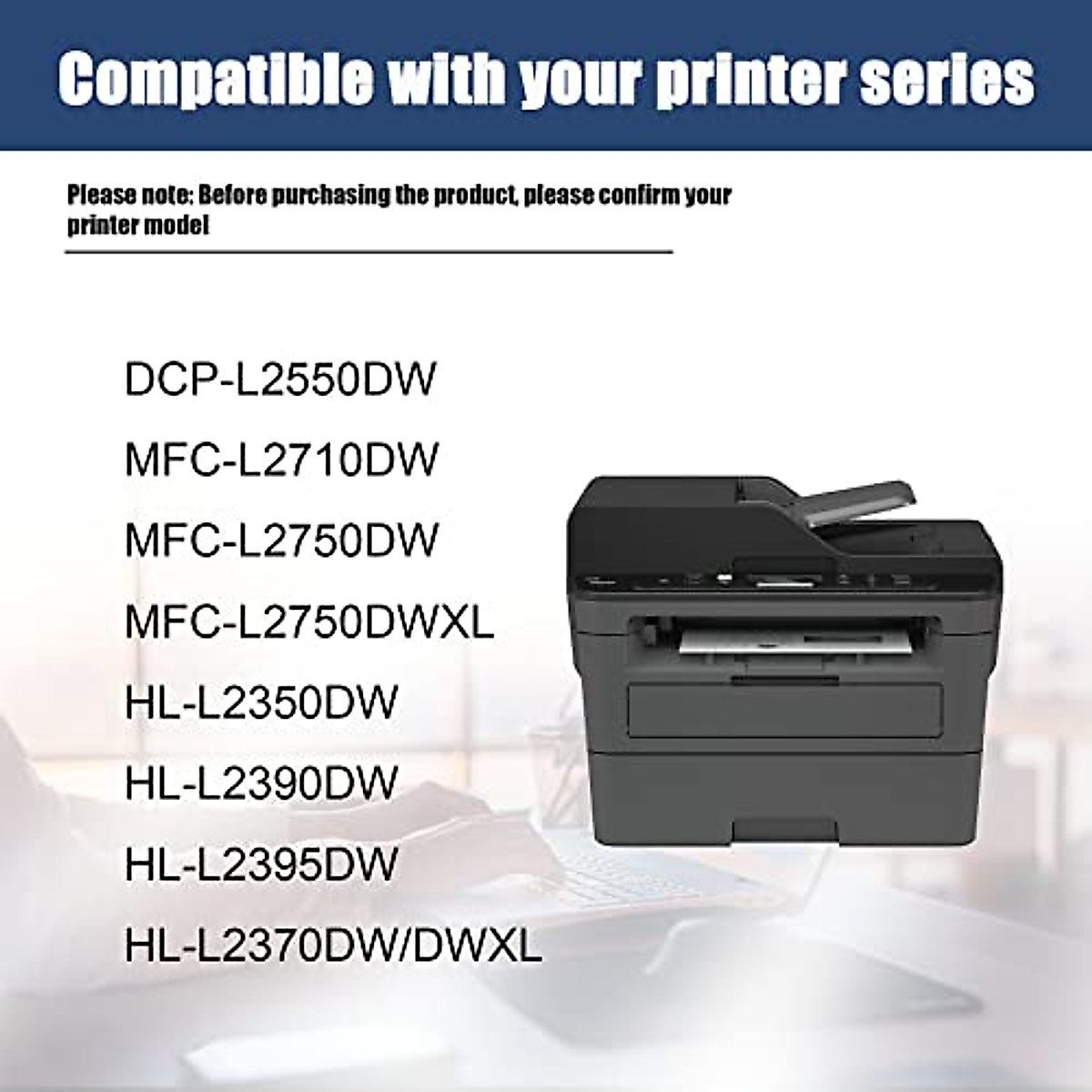 Compatible Toner Cartridge Replacement for Brother TN730 TN-730 DCP-L2550DW MFC-L2710DW MFC-L2750DW MFC-L2750DWXL HL-L2350DW HL-L2390DW HL-L2395DW Printer Toner (Black,2-Pack)