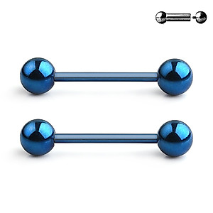 Ruifan 316L Stainless Steel Internally Threaded Tongue Nipple Shield Barbell Ring Bar Body Piercing Retainer 14G 14mm 12PCS - Mix Color