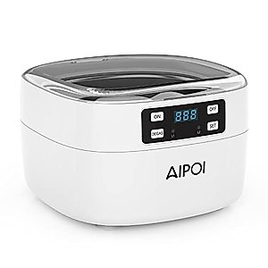 AIPOI Ultrasonic Jewelry Cleaner 750ML, Ultrasonic Cleaning Machine with Timer and Degas, 43KHz Ultrasound Bath for Cleaning Jewelry, Ring, Necklace, Silver, Eyeglass, Watch Chains, Denture, Coins