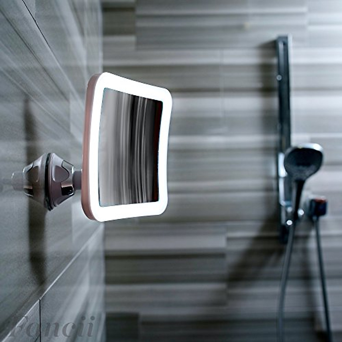 Fancii 7x LED Lighted Magnifying Makeup Mirror with Strong Suction - 6.5" wide, Natural Daylight, Cordless Portable Vanity Mirror with Lights (Square) - Mira 7