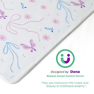 Bedsure Fleece Throw Blanket for Toddler Girls, Pattern Sherpa Kids Blanket with Pink Bow Butterfly, Warm Soft College Dorm Room Essential for Teen as Gift, Plush Blanket for Sofa Bed, 50x60