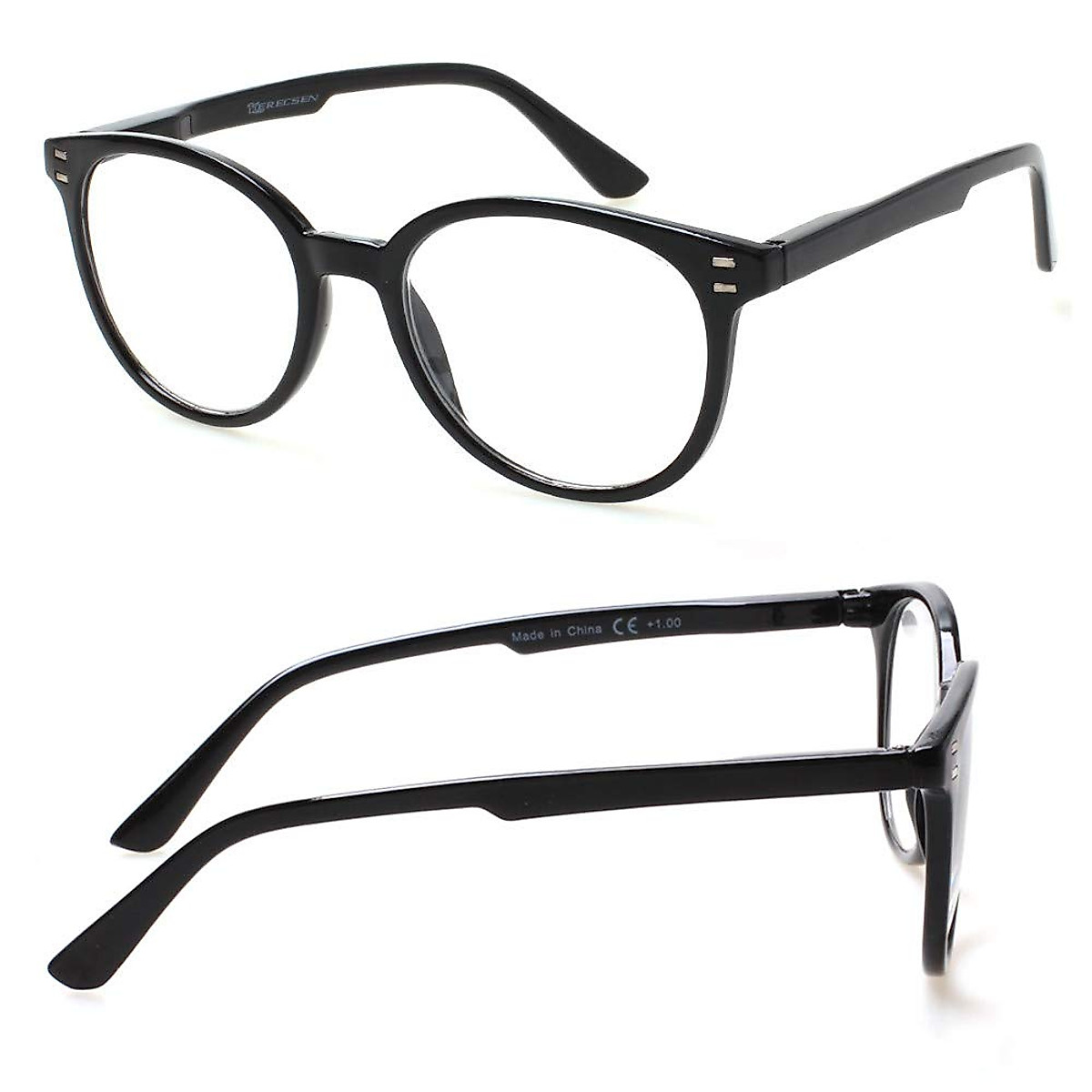 3 Pack Reading Glasses Spring Hinge Stylish Readers Black/Tortoise for Men and Women (3 Mix, 1.75)
