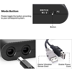 Y Team Controller Adapter for Gamecube, Compatible with Nintendo Switch, Super Smash Bros Switch Gamecube Adapter for WII U/PC with 4 Port