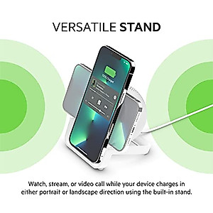 Belkin Quick Charge Wireless Charger + Bluetooth Speaker - Qi-Certified Charger Stand for iPhone, Samsung Galaxy & More - Charge While Listening to Music, Streaming Videos, & Video Calling - White