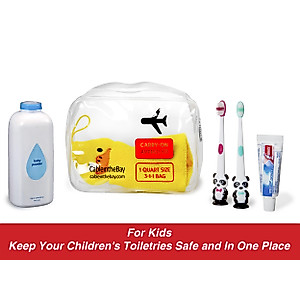 Cableinthebay TSA Approved Clear Travel Toiletry Bag-Quart Sized with Zipper-Airport Airline Compliant Bag/Bottles-Men's/Women's 3-1-1 Kit+Travel (1 PACK)