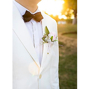 Floinla Pink Corsage and Boutonniere Set for Wedding Prom, Artificial Flower Wrist Corsage Bracelets, Homecoming Corsage Wristlet, Boutonniere for Men Wedding Suit Decorations