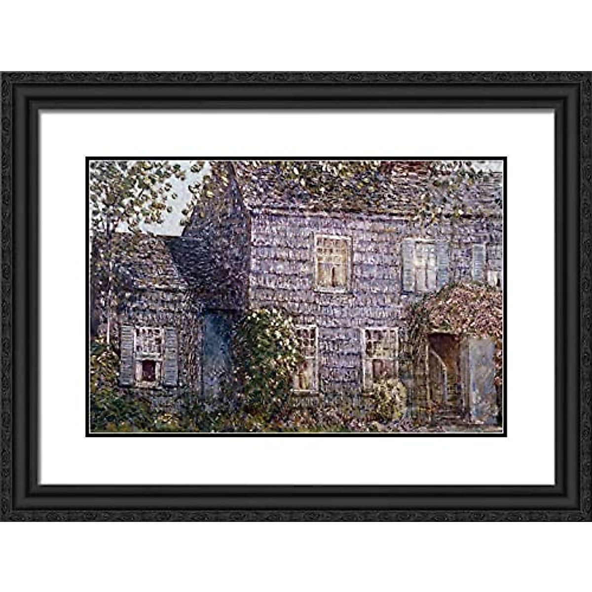 ArtDirect Hassam, Childe 24x19 Black Ornate Framed Art Print with Double Matting Titled: Hutchison House East Hampton Long Island