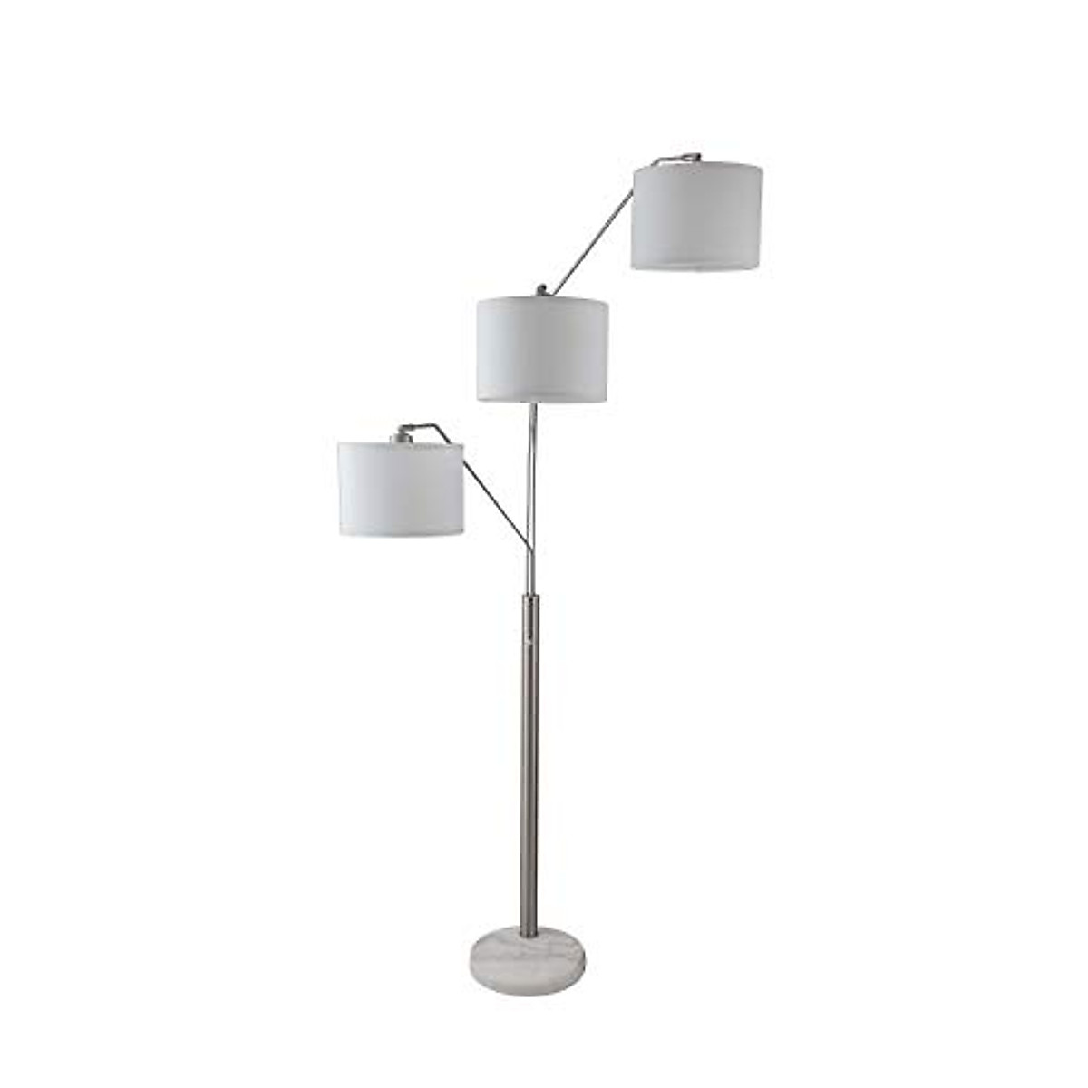 SH Lighting 83.5" Arc Tree Floor Lamp - Featrue 3 Hanging White Drum Fabric Shade with Adjustable Swing Arm and Marable Base - Great for Living Rooms, Bedrooms, or Arching Over Couches - 6949SN