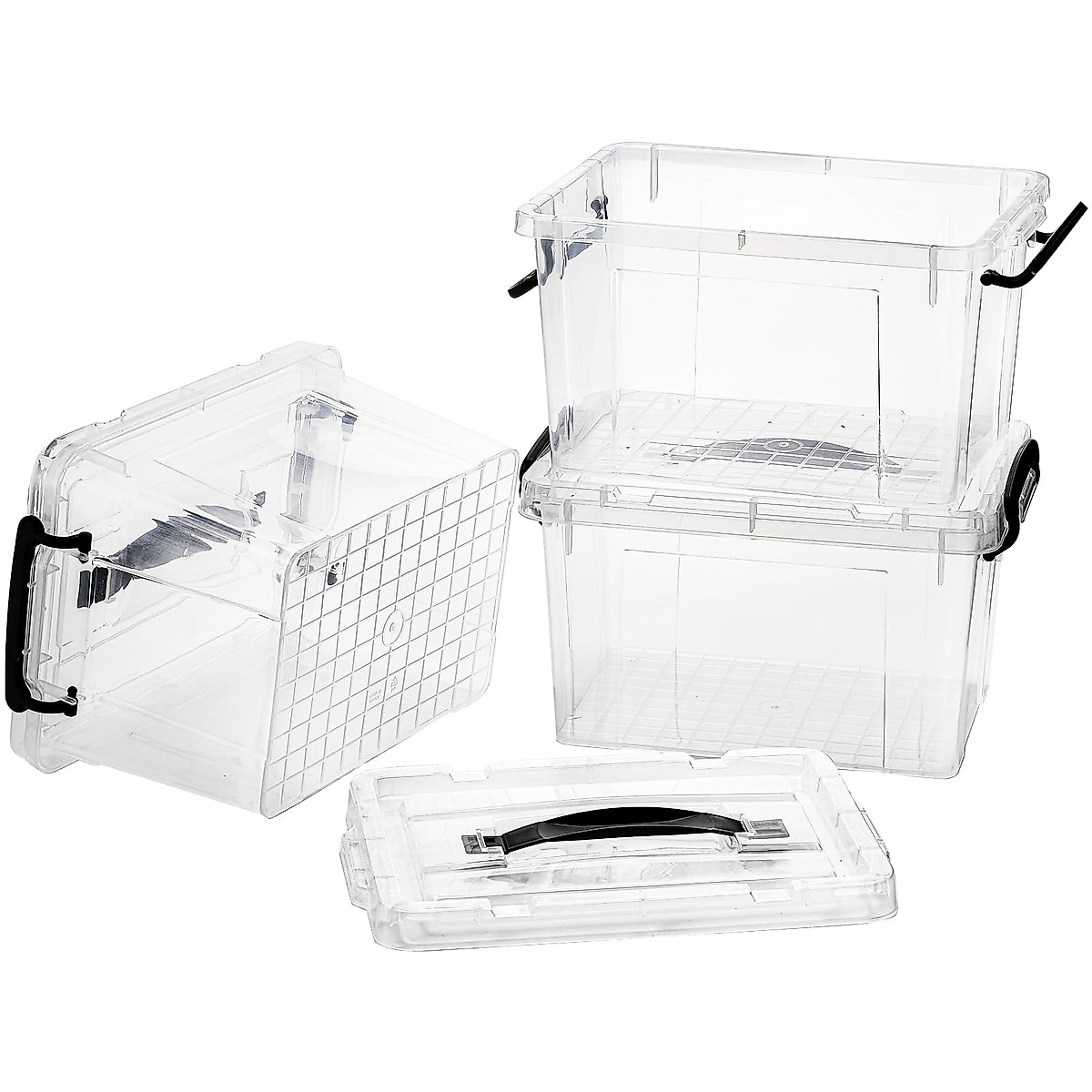 Nicunom 4 Pack 6 Quart Clear Storage Latch Box, Plastic Storage Bins with Lids, Latching Box with Handle, Stackable Storage Containers for Organizing