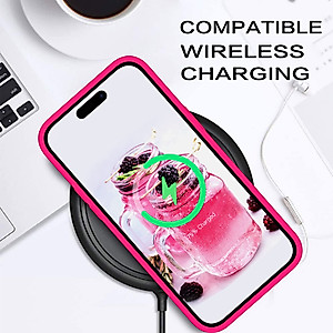 BENTOBEN Compatible with Magsafe for iPhone 14 Pro Max Silicone Case, Liquid Silicone Gel Rubber Bumper Microfiber Shockproof Magnetic Protective Phone Cover for iPhone 14 Pro Max 6.7", Hot Pink