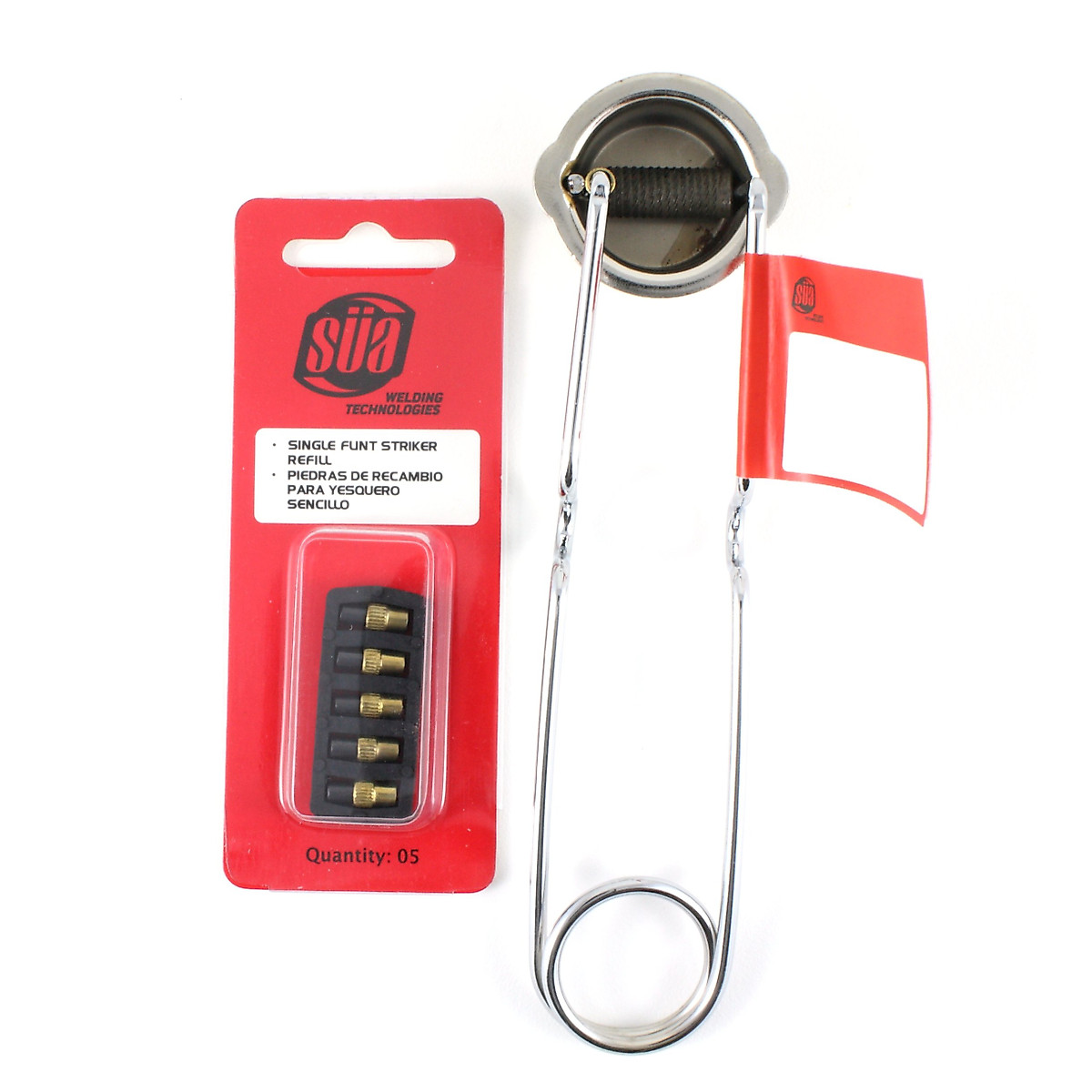 Single Flint Torch Striker/Spark Lighter + Replacement Flints (5 pkg)