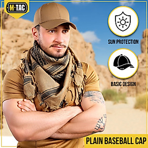 M-Tac Tactical Baseball Cap - Adjustable Plain Workout Ball Cap, Ripstop Hats for Men and Women (Coyote, M)