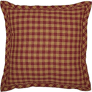 VHC Brands Ninepatch Star Prim Blessings Pillow 12x12 Country Bedding Accessory, Burgundy