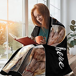 Custom Blanket with Photos Made in USA Personalized Gifts Personalized Blanket Warm 10 Photo Blankets for Couples Women Man Mom Friends on Birthday Christmas Wedding Anniversary Sofa Bed Office