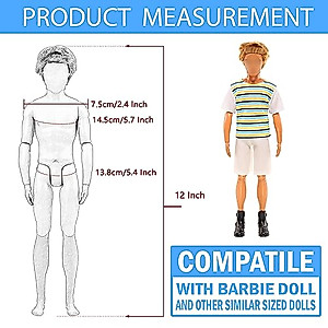 Miunana Lot 12 Items Doll Clothes for Boy Doll Include Random 4 pcs Casual Wear + 5 Pcs Dolls Pants +3 Shoes