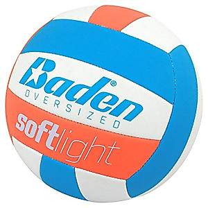 Baden | Softlight VXT2 | No Sting FlexFoam Cover | Youth Oversized Training Volleyball | K-5 Youth Players | 20% Larger + Lighter | Orange/Blue/White | Official Ball of BYOP