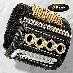 Voltstorm Magnetic Wristband - Men Women Tool Belt with 12 Strong Magnets for Holding Screws, Nails, Drill Bits - Great Gift for Men Stocking Stuffers, Handyman, Carpenter, Electrician, Framer
