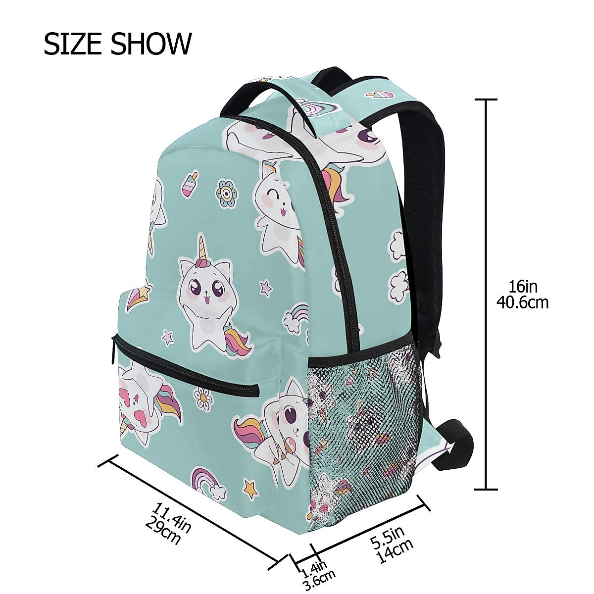 Cute Unicorn Cat Caticorn Backpack Girl Backpacks for School Elementary Cute Bookbags for Girls 3rd 4th 5th Grade