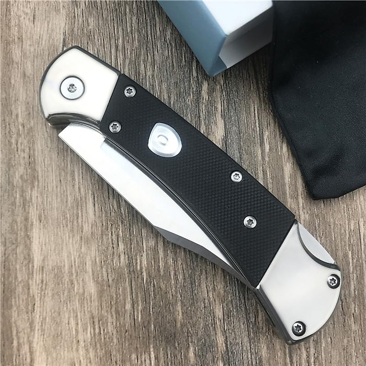 3'' 440C Clip Point Blade Black G10 Handle Back Lock Folder Opening,Camping EDC Tool Folding Pocket Knife Everyday Carry,Gift for Men