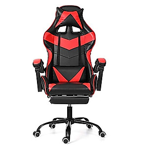 ZLBYB Executive Office Chair - High Back Office Chair with Footrest and Thick Padding - Reclining Computer Chair with Ergonomic Segmented Back, Black (Color : E)