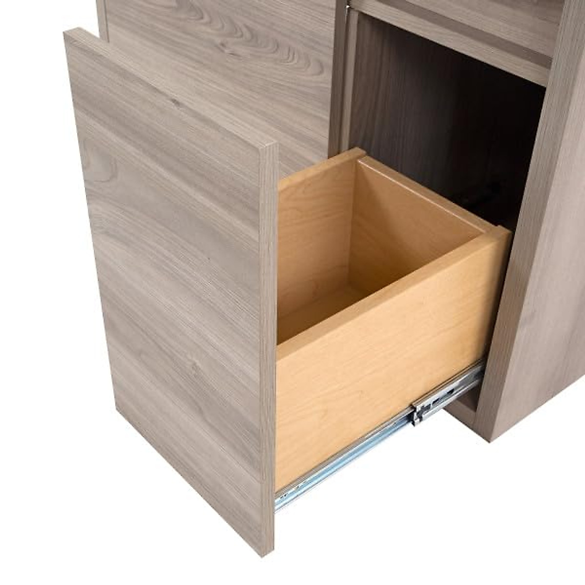 Spring Mill Cabinets Kelby 30 Inch Modern Floating Bathroom Vanity with White Single Sink Top, 1-Door Cabinet, 1 Soft-Close Drawer, 30.5" W x 18.75" D x 22.25" H, Forest Elm