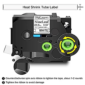 NineLeaf 10 Pack Compatible for Brother P-Touch HSe-251 HSe251 HS-251 HS251 AHS-251 White 23.6mm 1 inch 0.92'' Heat Shrink Tubes for PT-E800W PT-P900 PT-P900W PT-P950NW PT-D800W Label Maker Tapes