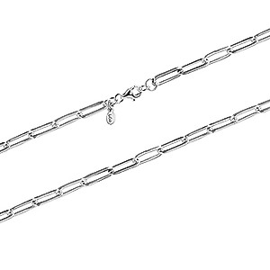 LeCalla 925 Sterling Silver Italian Paperclip-Link Chain Necklace for Women 36 Inches