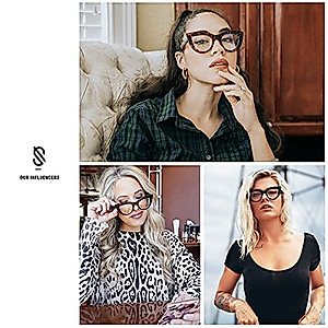 SOJOS Retro Vintage Cateye Blue Light Blocking Glasses for Women Computer Glasses SJ2939, Black/Anti-Blue Light