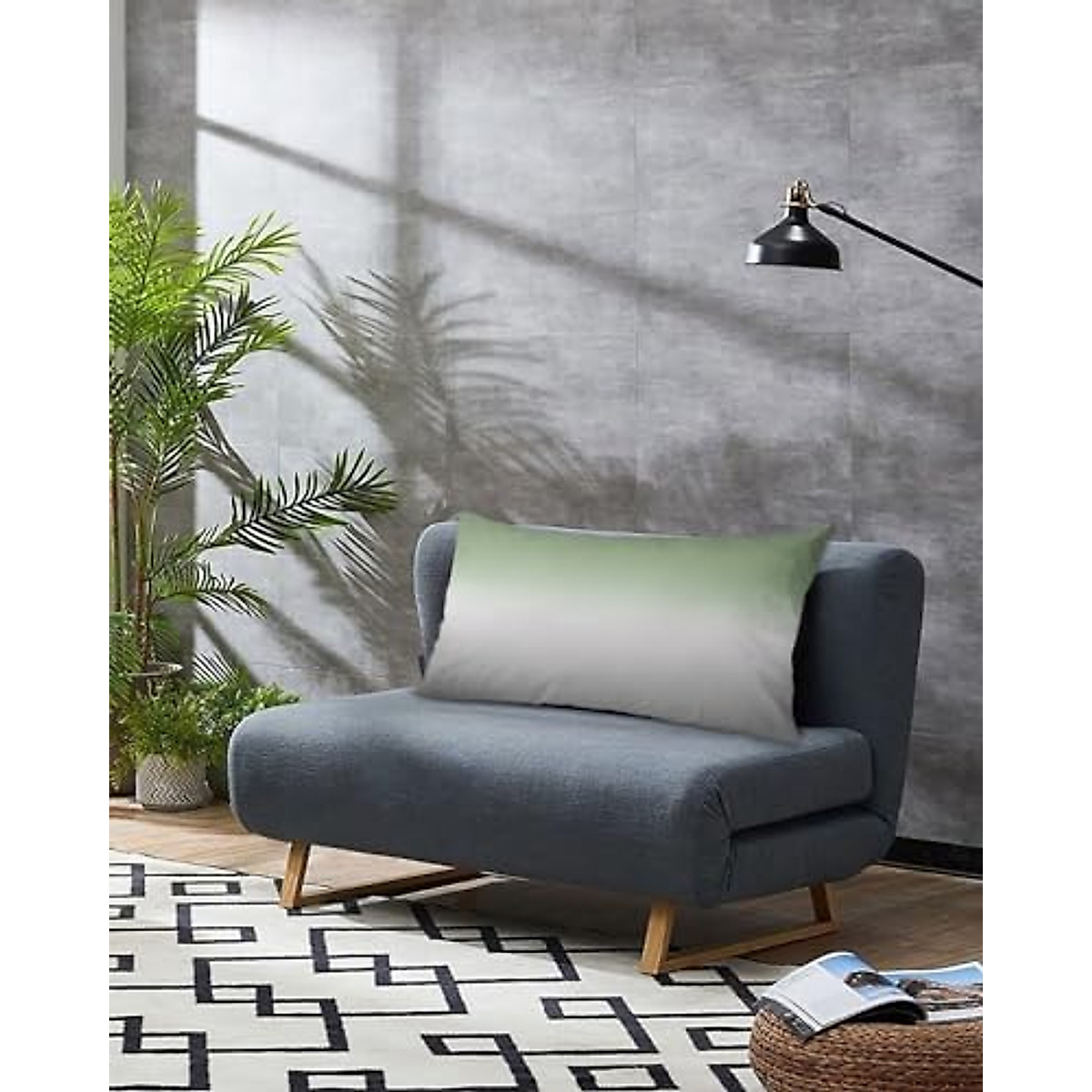 Hokiten California King Pillow Covers Set of 1 - Sage Green Grey Ombre Microfiber Soft Pillowcases with Envelop Closure, Modern Ombre Abstract Art Lumbar Pillow Cover for Sofa/Couch, 20x40 Inches