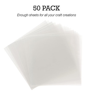 Samsill 50 Pack 12" x 12" .007" Clear Craft Plastic Sheets Compatible with Cricut, Stencils, Cards, Journals, Crafts, 3D Embellishments, Clear Craft Plastic,Acetate