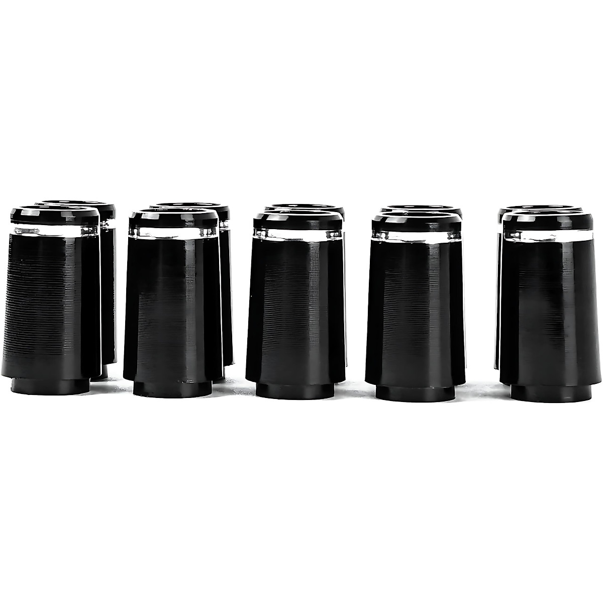 The Golfer's Workshop .355 Taper Tip Collared Golf Club Ferrules - Pack of 10 - Black with Silver Ring - Centering Design for Enhanced Shaft Stability, Fits .355" Steel & Graphite Shafts