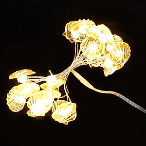 OSALADI Christmas Decorations LED Sea Shell String Light Beach Ocean Nautical Lights Indoor Outdoor Battery Operated Wire Fairy Lights for Birthday Wedding Party Decor No Battery 2M Christmas Decor