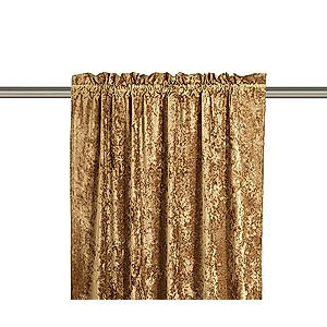 Chezmoi Collection Lux Caramel Gold Crushed Velvet Curtains 2 Panel Set - 96 inches Long Room Darkening Luxury Distressed Velvet Rod Pocket Window Drapes for Living Room Bedroom 50" W x 96" L