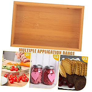 ABOOFAN Wooden Storage Tray Rectangular Breakfast Tray Silverware Organizer for Organizer Drawer Insert Kitchen Drawer Organizer for Large Utensils Utensil Drawer Dish Rectangle