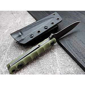 Ccanku C1290 Fixed Blade Marine Corp Serrated Knife 8 Inch D2 Blade Steel & G10 Handle For Outdoor Survival, Camping, Bushcraft and Hunting, K Sheath-Army Green