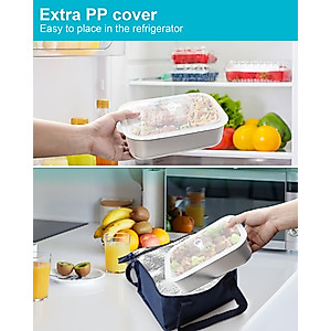 Buddew Electric Lunch Box 80W Food Heater Upgrade 3 in 1 Car/Truck/Home Portable Food Warmer 1.8L High-Capacity Heated Lunch Box with Airtight Lid, SS Container, Fork Spoon, Carry Bag