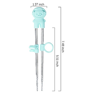 2 Pairs Training Chopsticks with Case Learning Chopstick Helper Stainless Steel Reusable Metal Beginner Chopsticks Pink and Blue