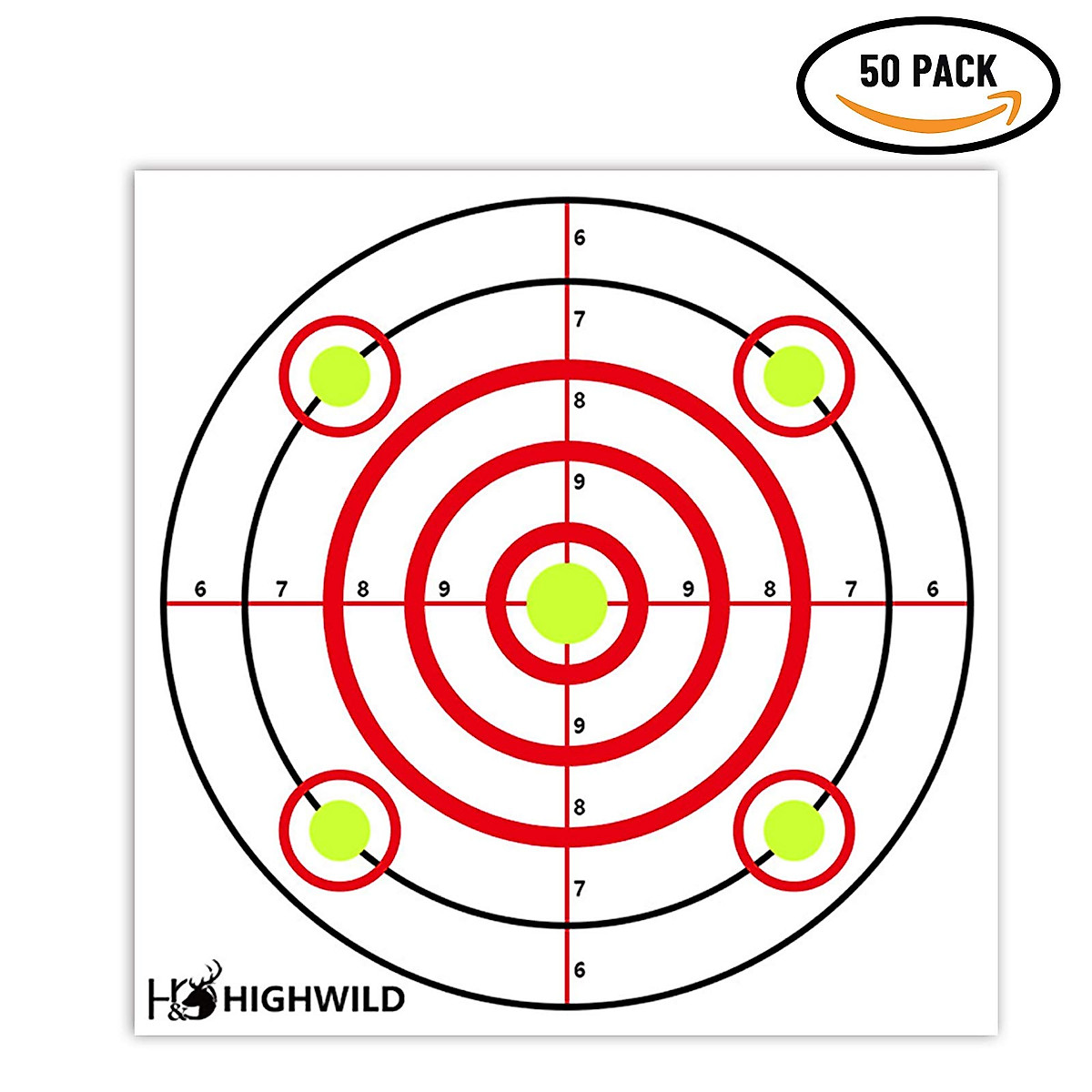 Highwild Paper Targets - Bullseye Shooting Targets Sheet Paper - for Air Rifle/Airsoft Pistol Practice Bullet Traps - 11"x 11", 50 Pack