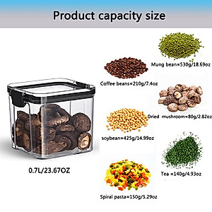 PQZKLDP 2pcs Airtight Food Storage Containers 0.7L(23.7OZ)-with Lids BPA Free Clear Plastic Kitchen and Pantry Organization Canisters for Cereal, Dry Food Flour & Sugar - Labels, Marker & Spoon Set