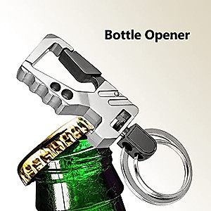 Yonput 1 PC Heavy Duty Key Chain with 2 Key Rings Bottle Opener Keychain Key Chains for Carabiner for Men and Women (Silver)